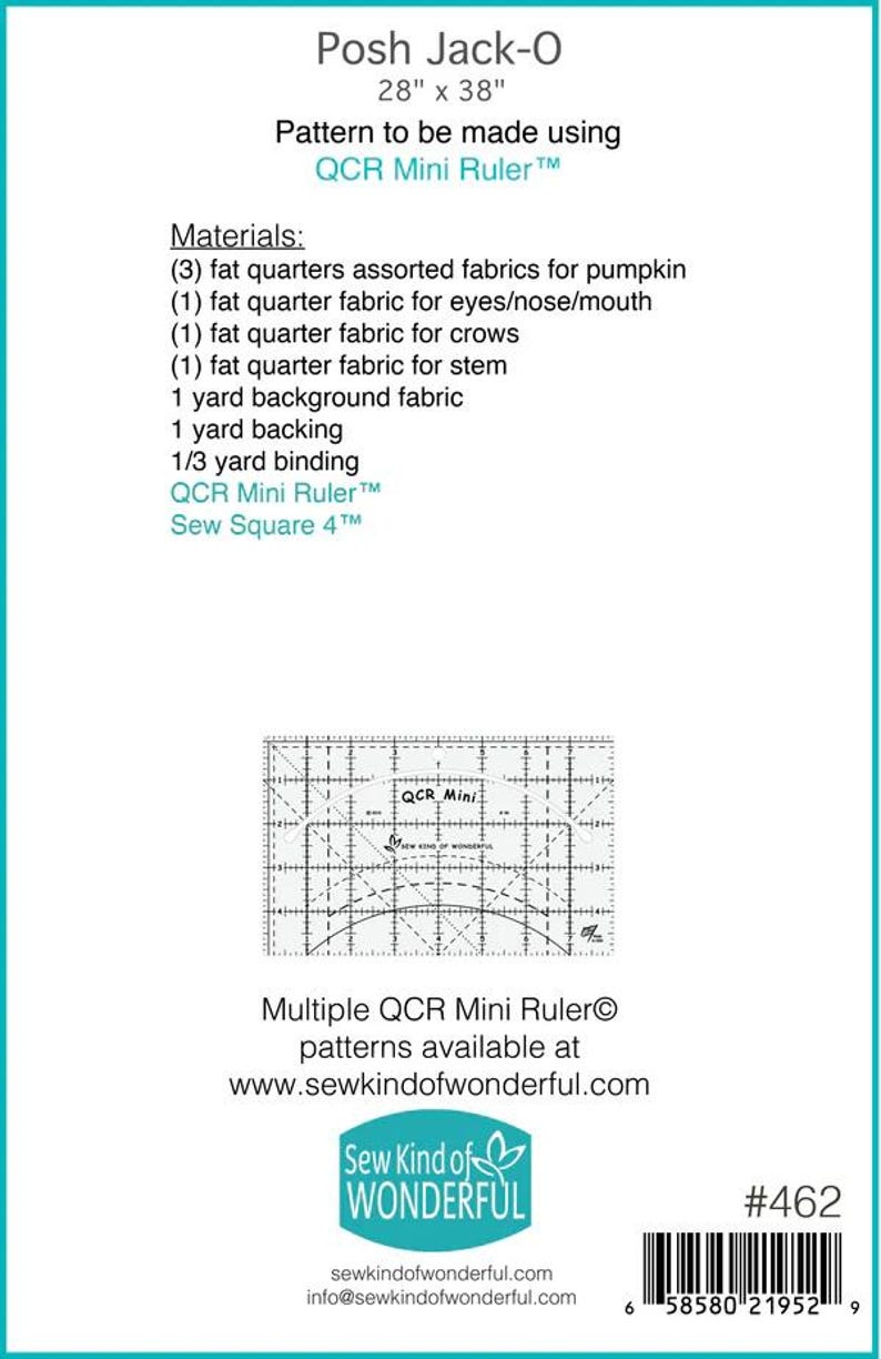 New Sew Kind of Wonderful "posh Jack-o" Quilt Pattern; Uses SKOW QCR ...