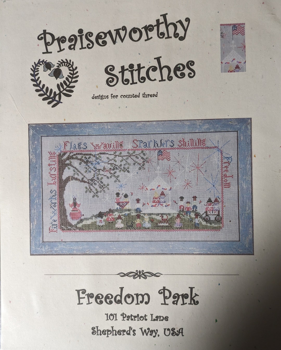 New Praiseworthy Stitches "freedom Park" Cross-stitch Chart - Etsy