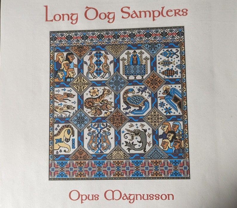 New Long Dog Samplers "opus Magnusson" French Cross-stitch Chart Coded ...