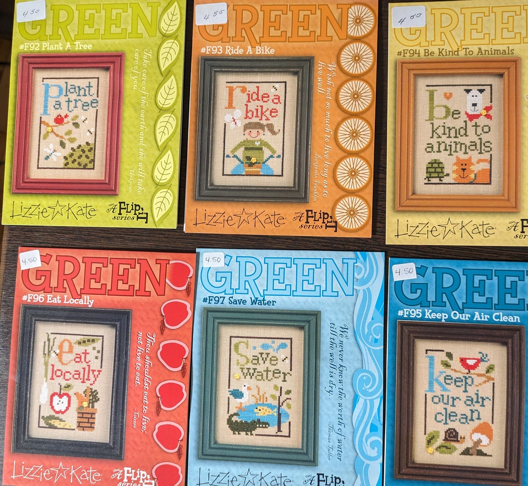 New Set of 6 Lizzie Kate "green" Charts and Buttons; Border Chart With ...