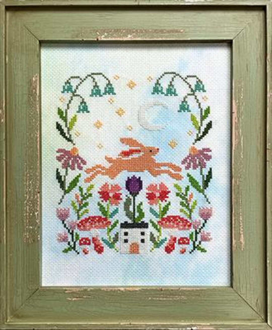 New Tiny Modernist "the Garden Hare" Cross Stitch Chart - Etsy