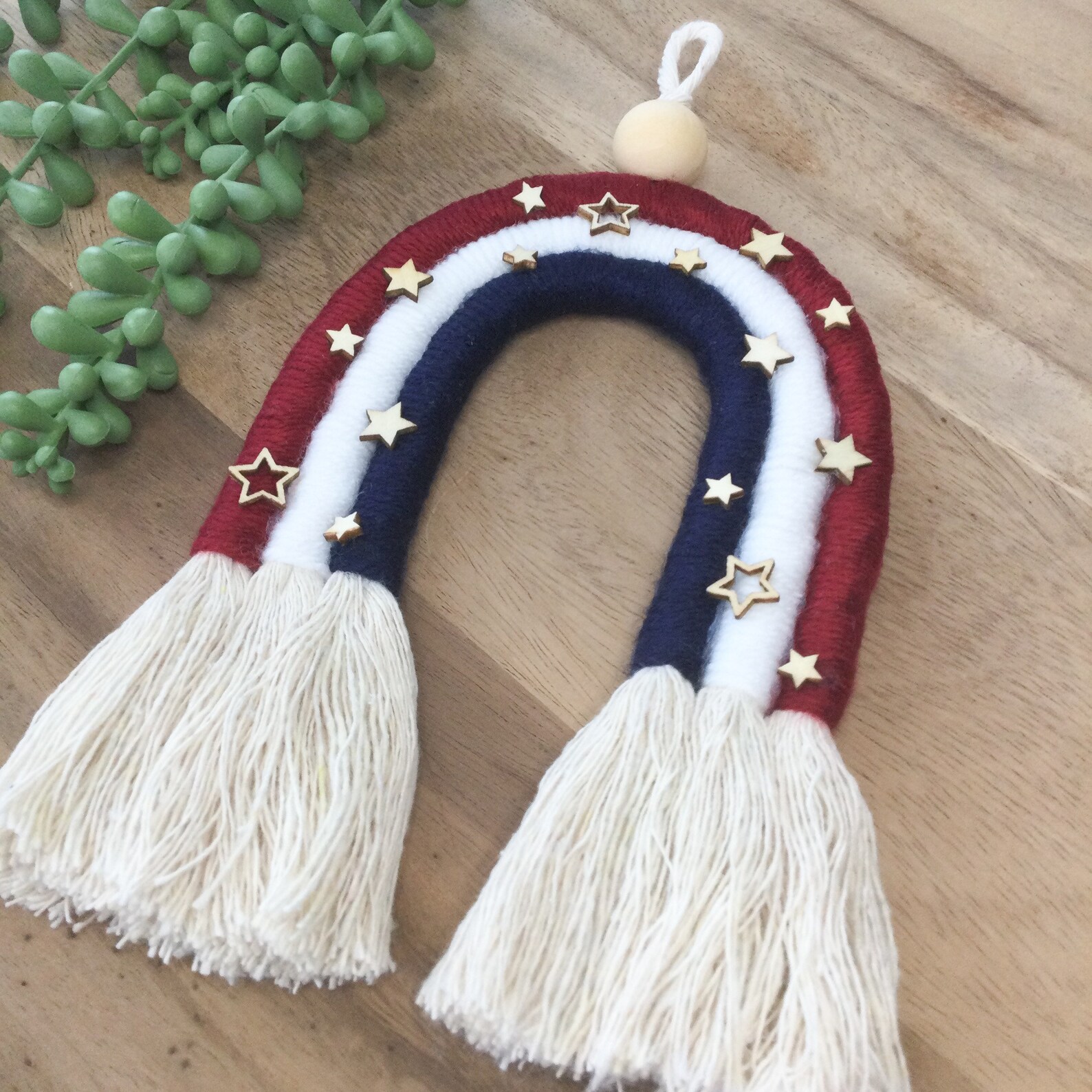 Patriotic Macrame Boho Rainbow Wall Hanging, Customizable, Fathers Day ...