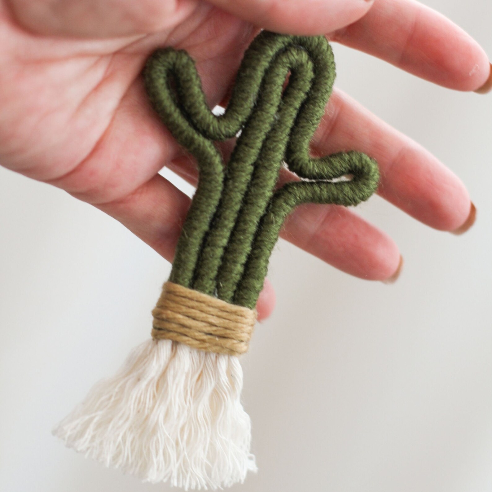 Macrame Cactus Key Holder With Oil Diffuser Bead, Cacti Keychain , Car ...