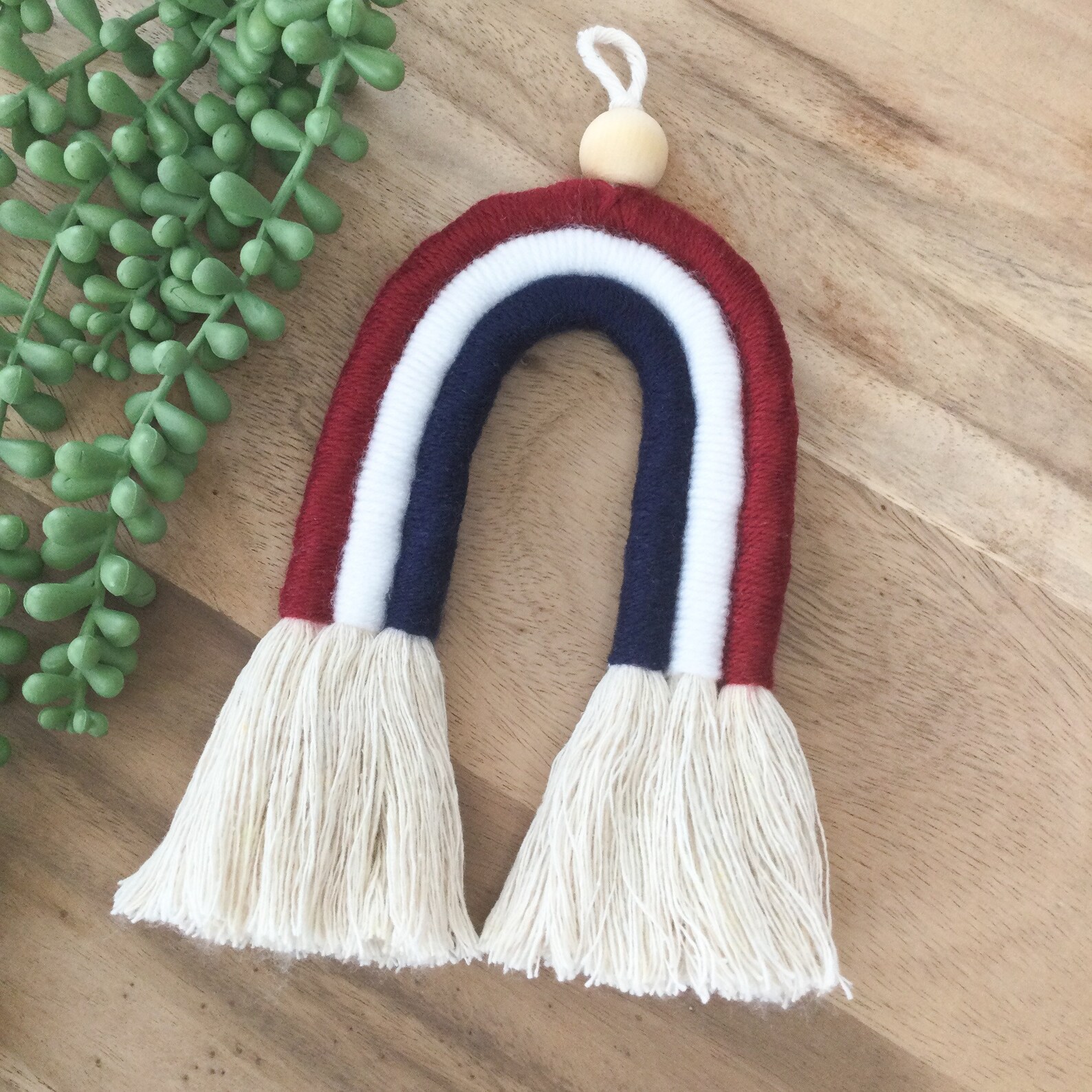 Patriotic Macrame Boho Rainbow Wall Hanging, Customizable, Fathers Day ...