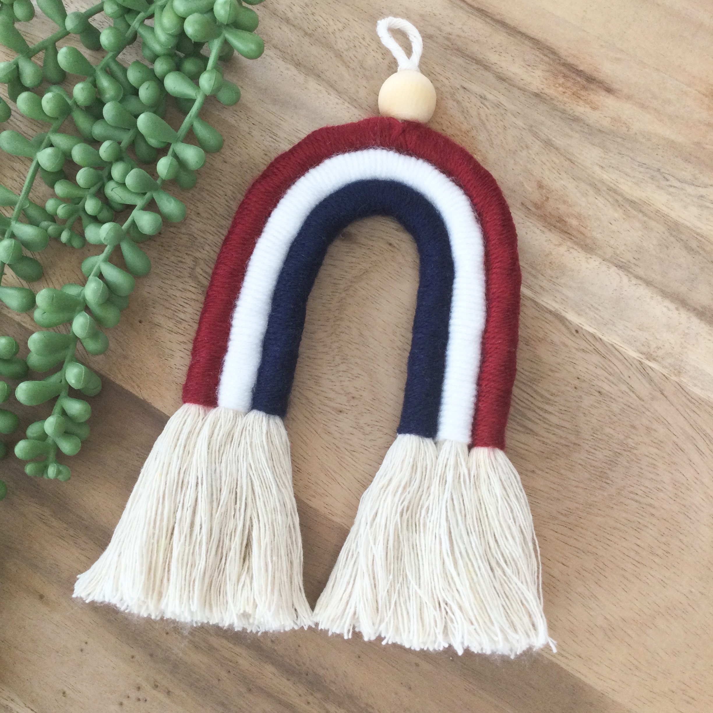 Patriotic Macrame Boho Rainbow Wall Hanging, Customizable, Fathers Day ...