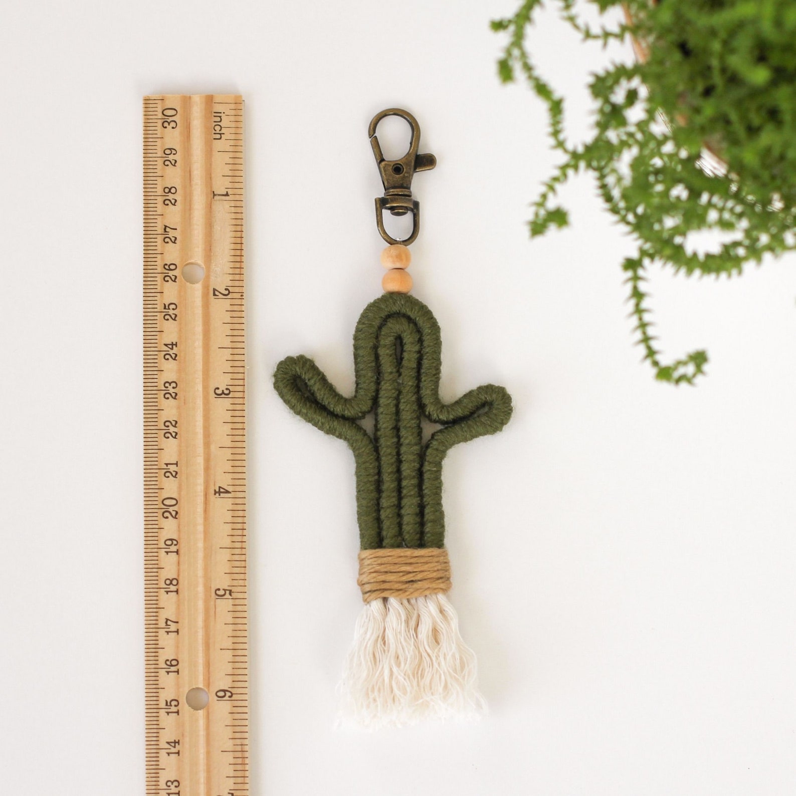 Macrame Cactus Key Holder With Oil Diffuser Bead, Cacti Keychain , Car ...
