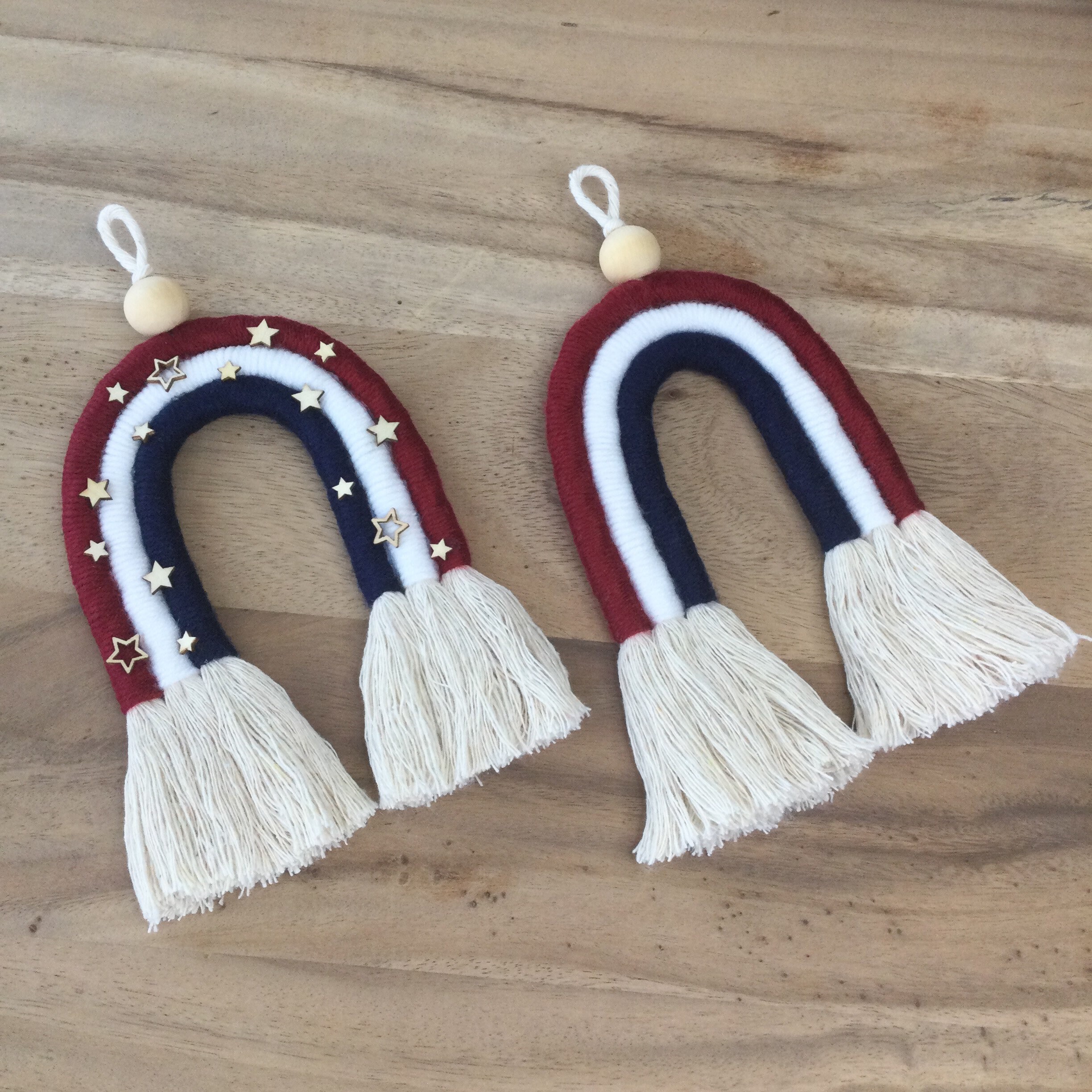 Patriotic Macrame Boho Rainbow Wall Hanging, Customizable, Fathers Day ...