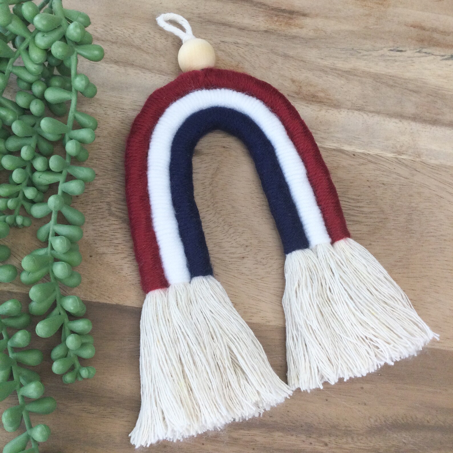 Patriotic Macrame Boho Rainbow Wall Hanging, Customizable, Fathers Day ...