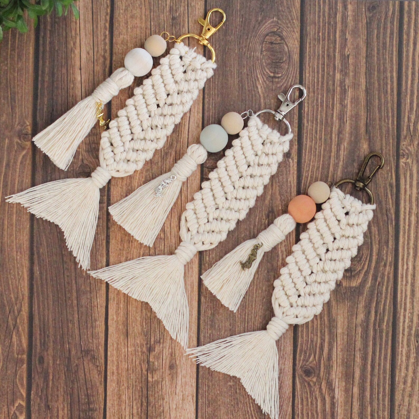 Macrame Mermaid Key Chain Fishtail Keychain Macrame Tassel | Etsy