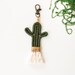 Macrame Cactus Key Holder With Oil Diffuser Bead, Cacti Keychain , Car ...