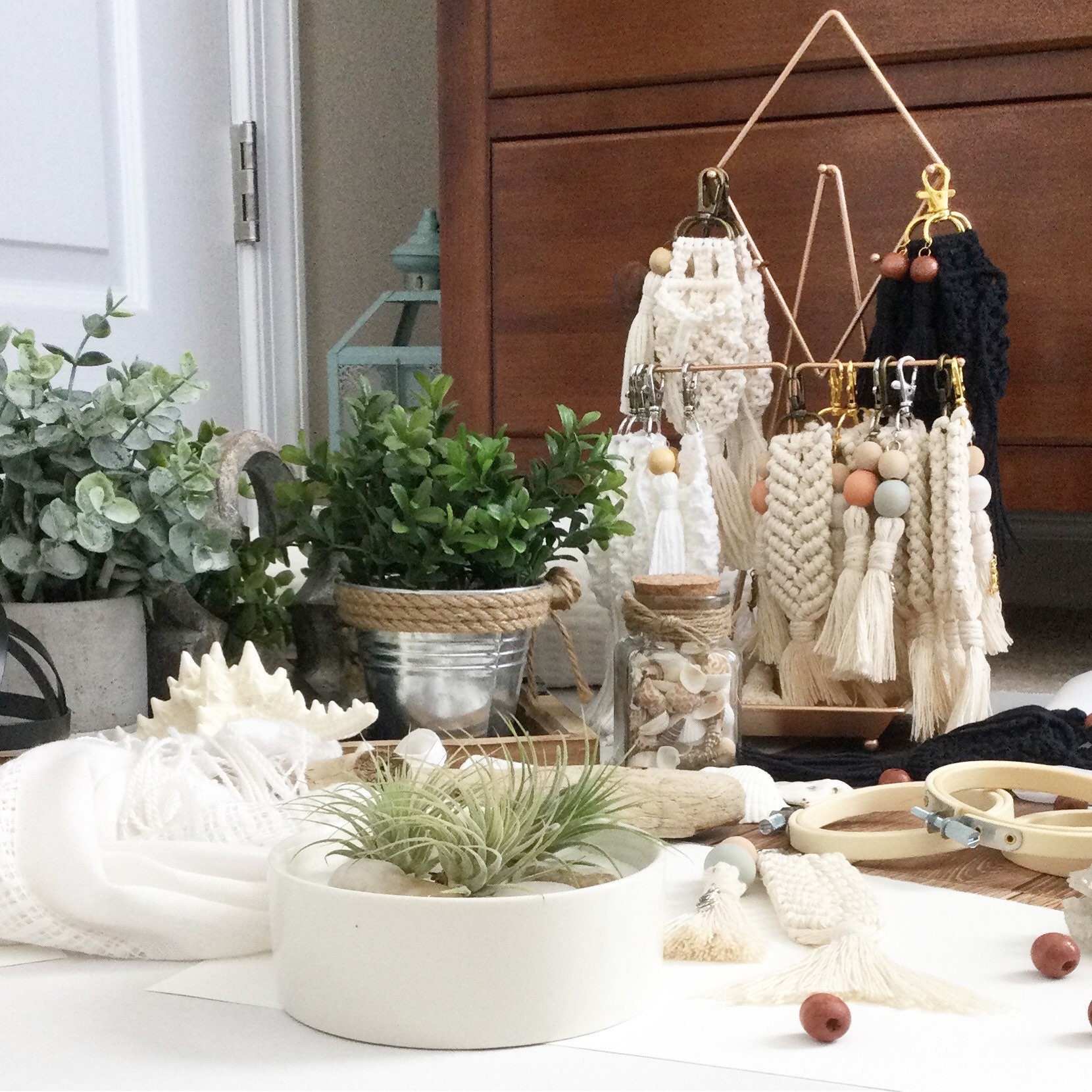 Macrame Mermaid Key Chain Fishtail Keychain Macrame Tassel | Etsy