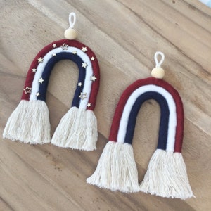 Patriotic Macrame Boho Rainbow Wall Hanging, Customizable, Fathers Day ...