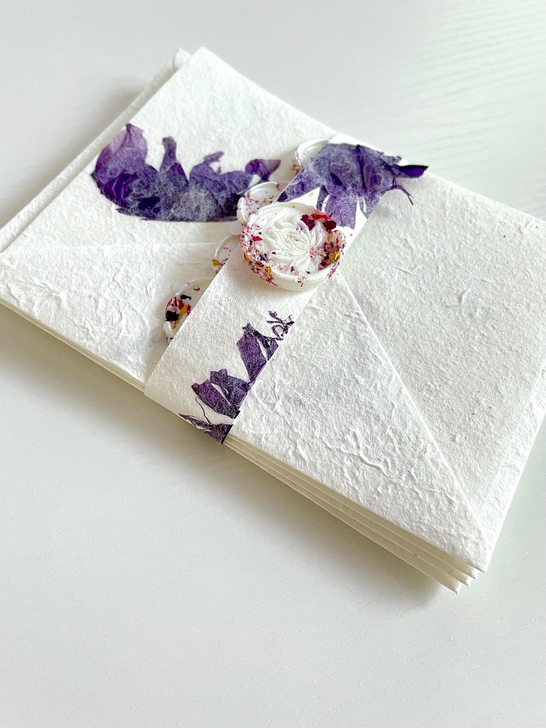 Real Flower Note Card Sets and Envelopes Handmade Mulberry Paper With ...