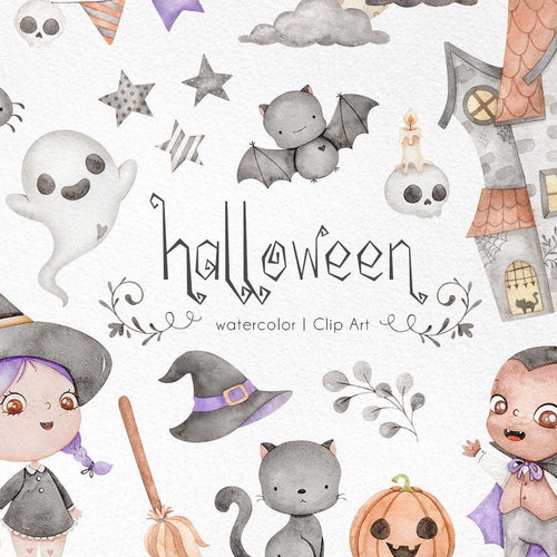 Watercolor Halloween Pumpkin Clipart Pumpkin PNG Fall - Etsy