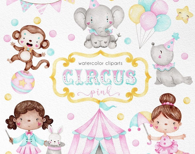 Circus Digital Clipart Big Top, Trapeze, Strongman, Lion, Seal ...
