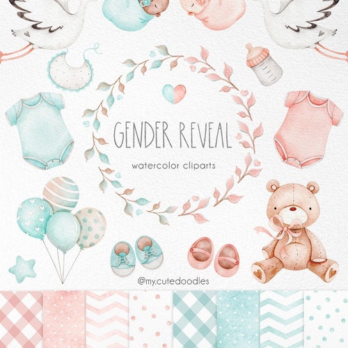 Baby Shower Clipart Gender Reveal Nursery Clipart Maternity - Etsy