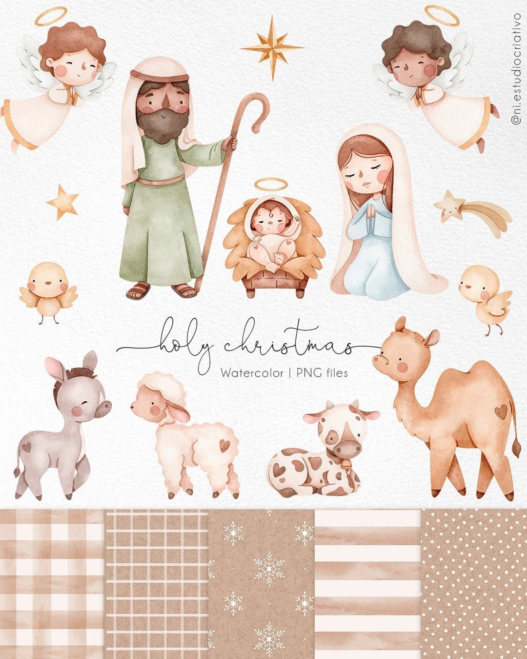 Holy Christmas Watercolor Nativity Clipart Christian - Etsy