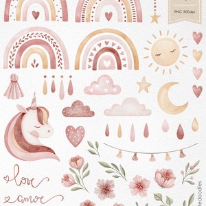 Boho Rainbow Watercolor Clipart, Instant Download, Rainbow Clip Art ...