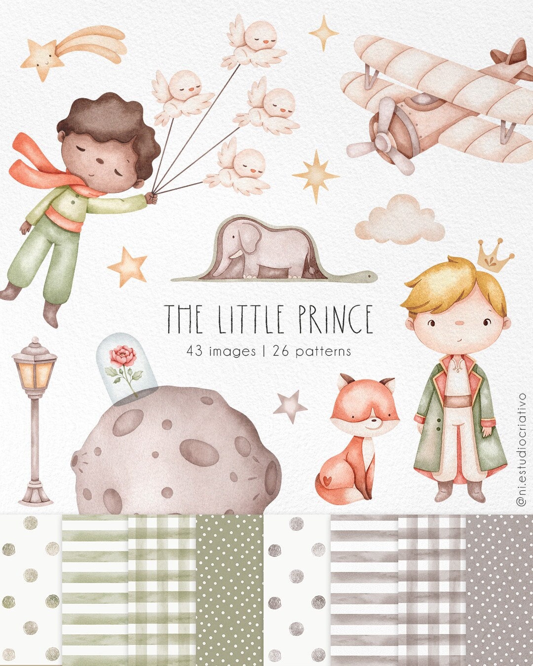 The Little Prince Watercolor Clipart, Le Petit Prince Printable, Kids ...