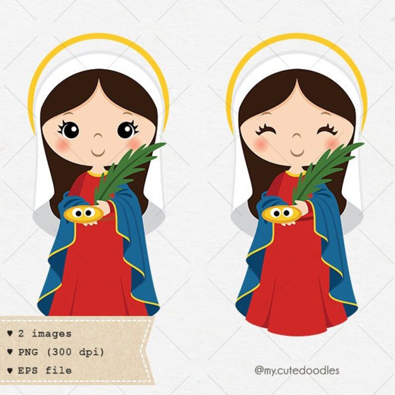 Saint Lucy clipart Saint Lucia Saint illustration | Etsy