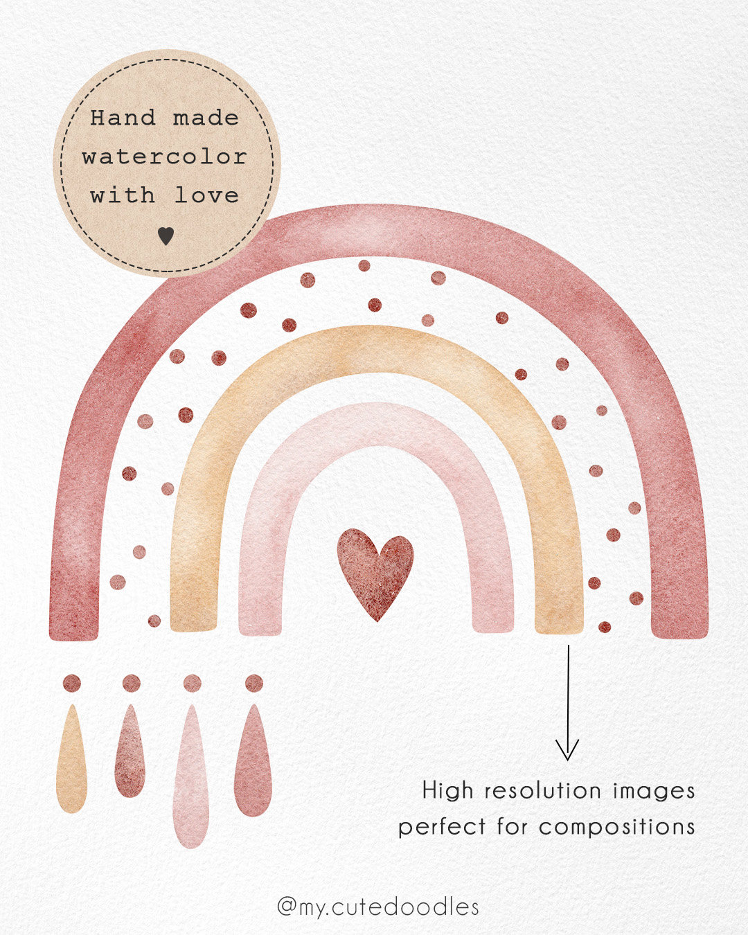 Boho Rainbow Watercolor Clipart Instant Download Rainbow - Etsy