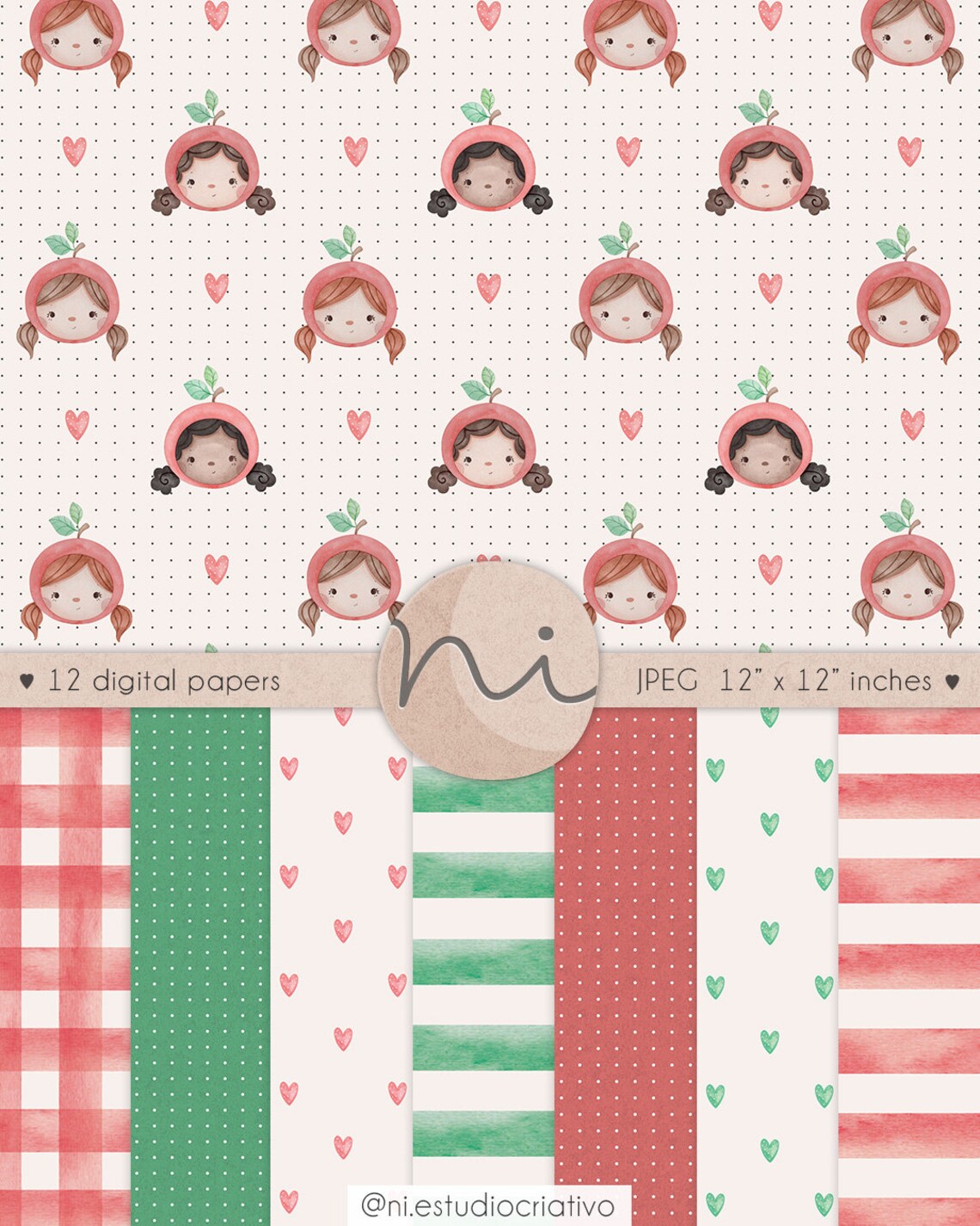 Little Cherry Watercolor Clipart Cute Kits With Fruit - Etsy