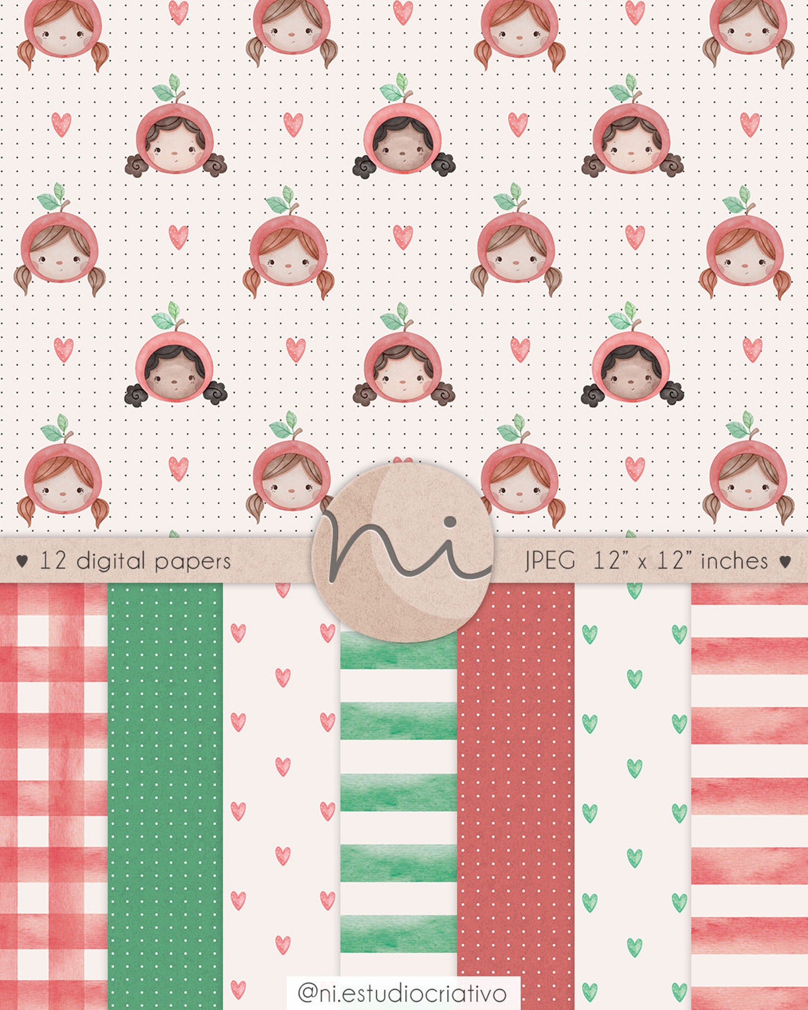 Little Cherry Watercolor Clipart Cute Kits With Fruit - Etsy