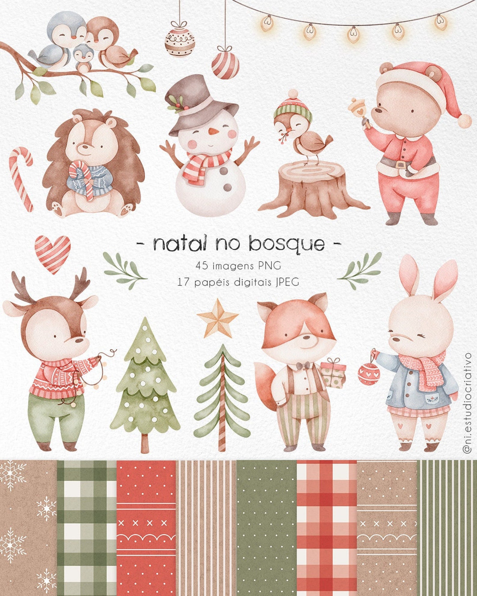 Happy Christmas Watercolor Clipart Cute Santa House Graphics - Etsy