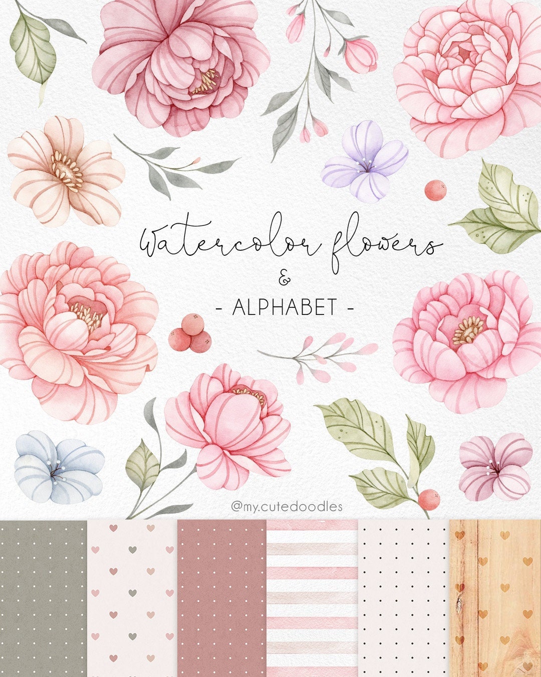 Romantic Floral Watercolor Clipart Pastel Floral Wedding | Etsy