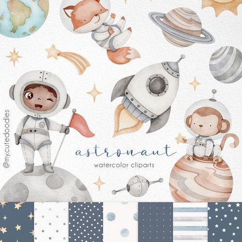 Space Astronaut Clipart Planet Clip Art Digital Download - Etsy