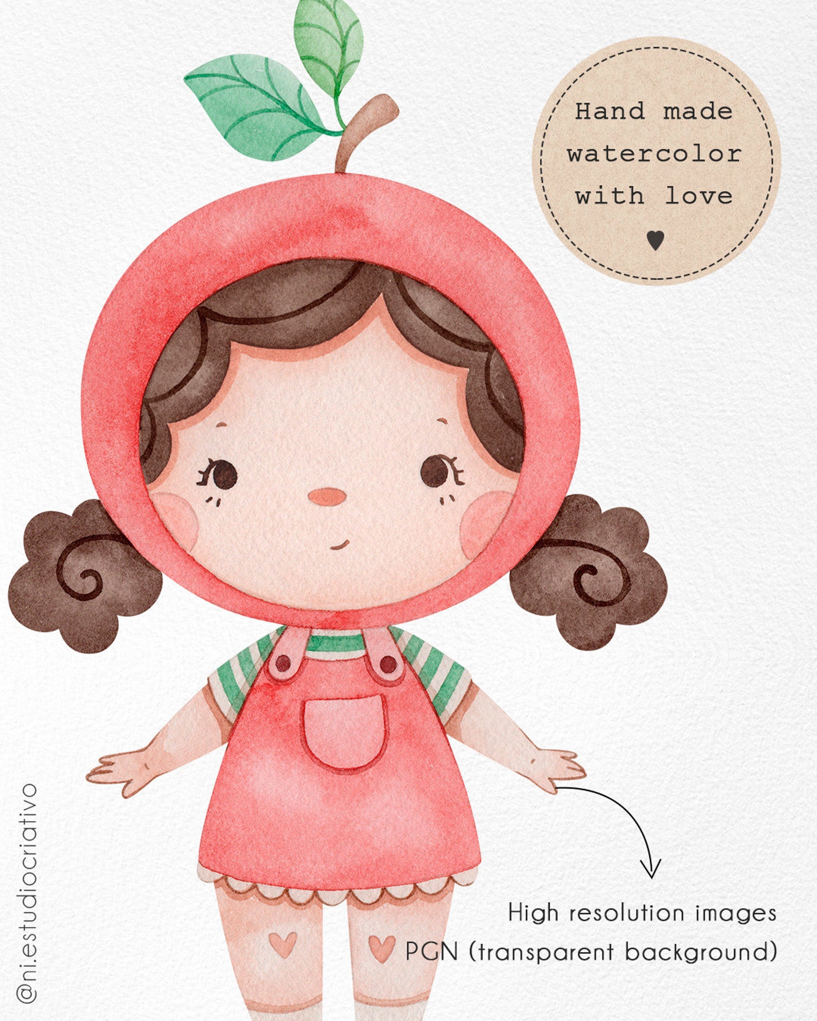 Little Cherry Watercolor Clipart Cute Kits With Fruit - Etsy