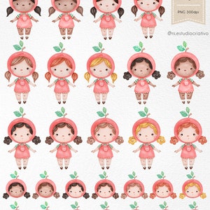 Little Cherry Watercolor Clipart, Cute Kits With Fruit Costume ...