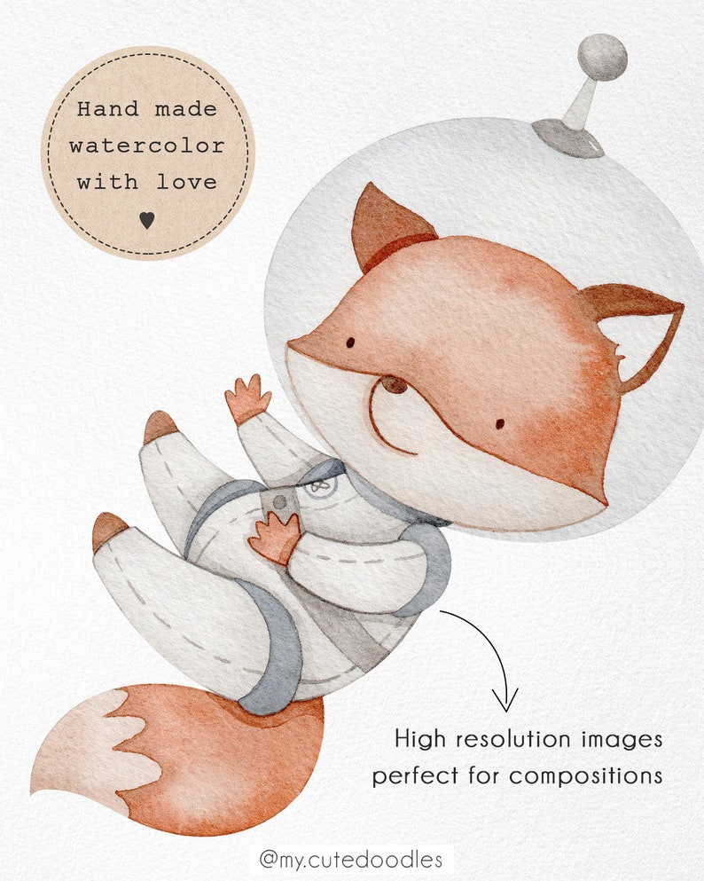 Astronaut Watercolor Clipart Cute Space Animals Planet - Etsy Canada
