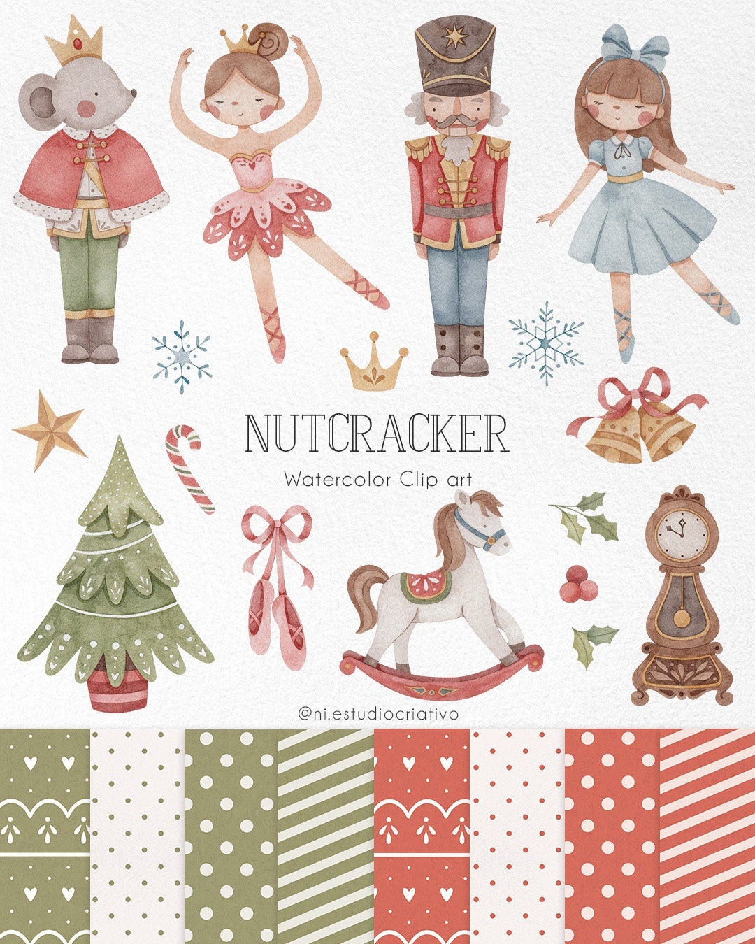 Nutcracker Watercolor Clipart Christmas Cliparts Ballet - Etsy UK