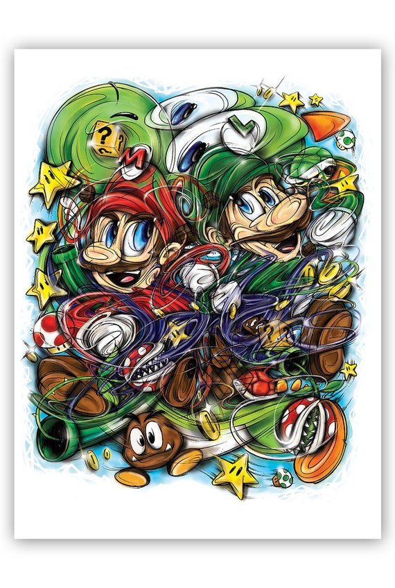 Art & Collectibles Abstract Super Mario World Art Print Prints Digital ...