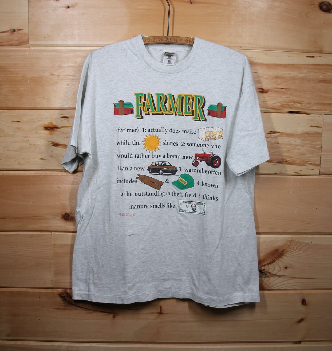 Vintage Farmer Definition Farm Tractor Barn Single Stitch T-shirt Adult ...