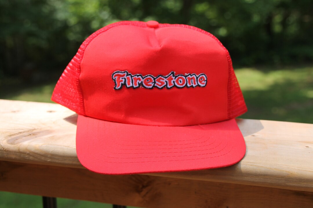 Vintage Red Firestone Racing Tires Adjustable Trucker Hat Adult Size ...