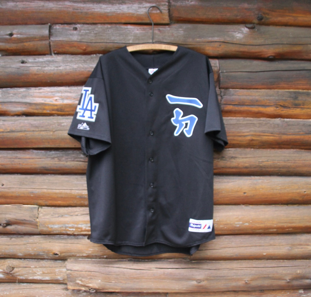 Vintage Los Angeles Dodgers MLB Baseball Button up Black Majestic ...