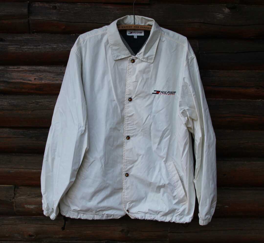 Vintage Tommy Hilfiger Athletics White Button up Light Jacket - Etsy