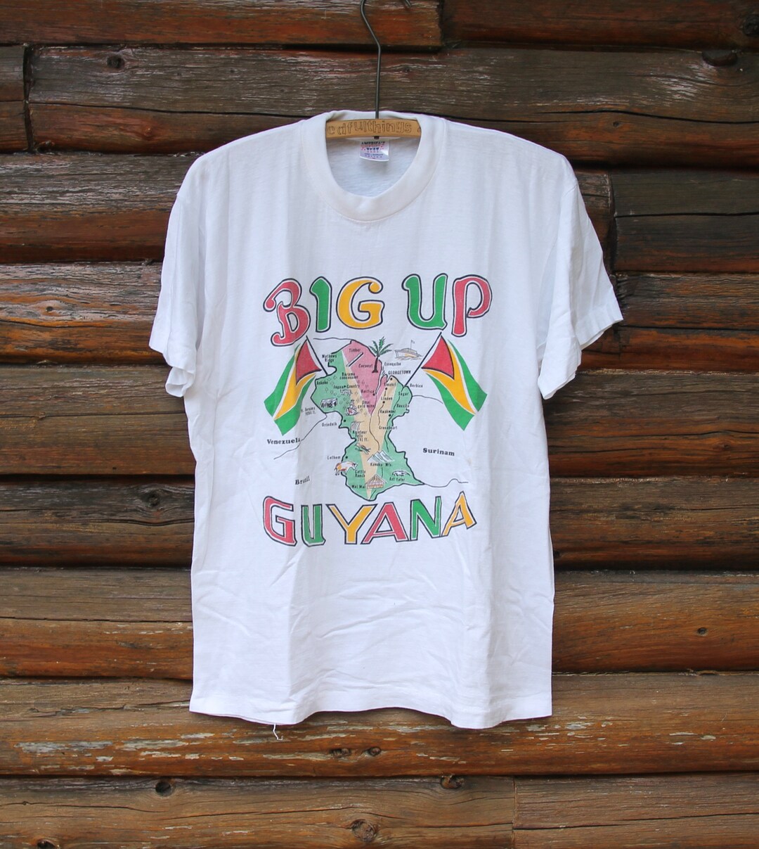 Vintage Big up Guyana Map White Single Stitch T-shirt Adult - Etsy