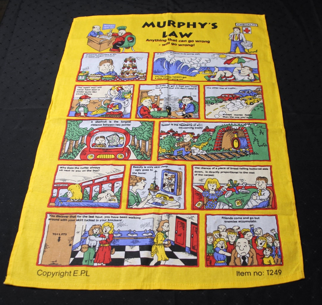 Vintage Murphy's Law Anything Can Go Wrong Kitchen Tea Towel Retro ...