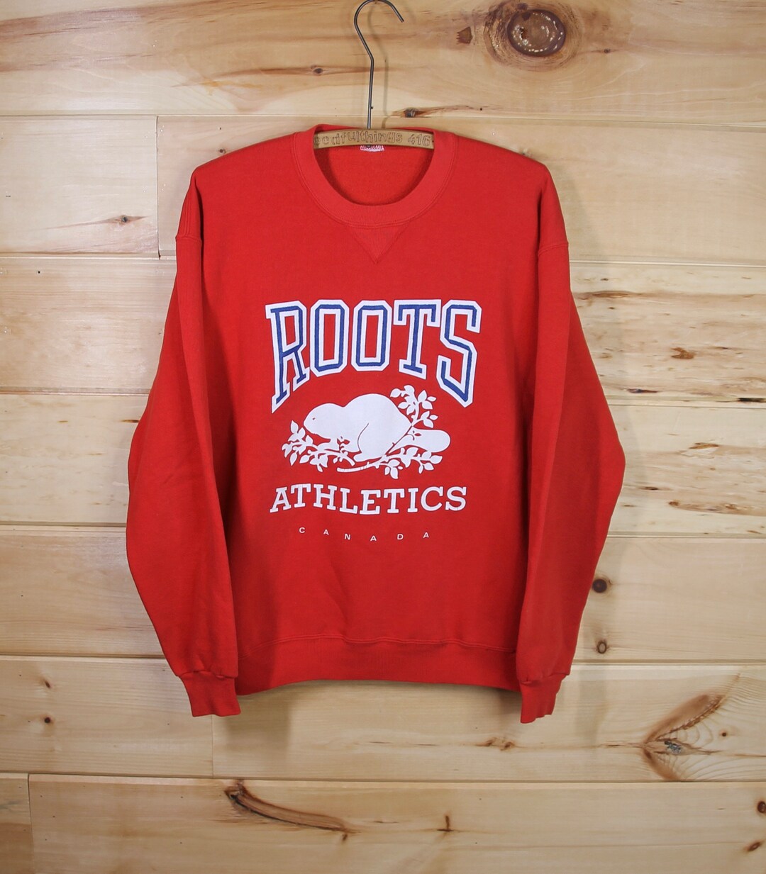 Vintage Roots Athletics Canada Red Beaver Pullover Sweatshirt Adult ...