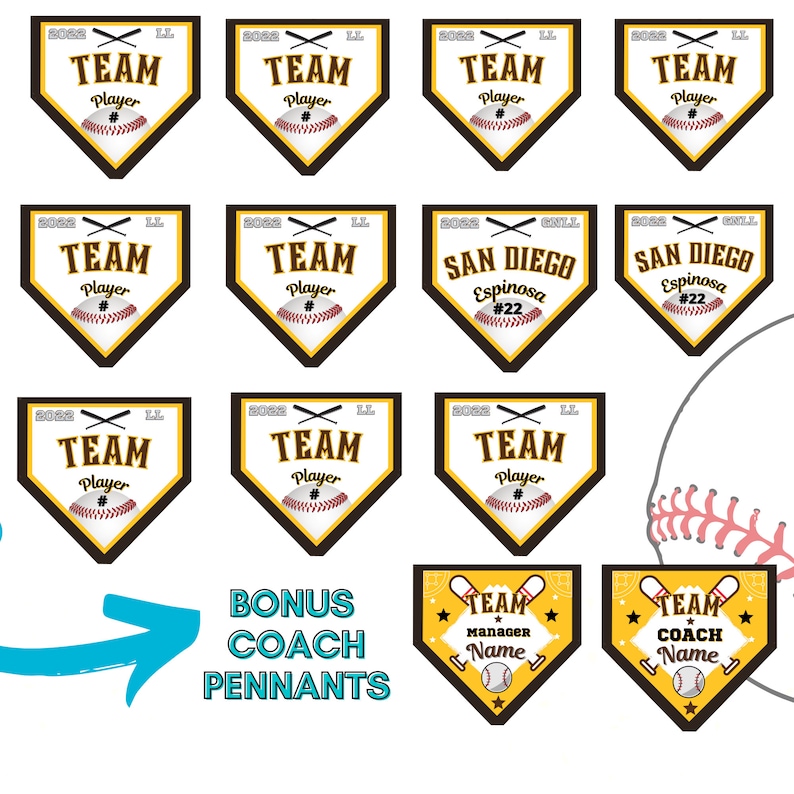 Baseball Team Editable Pennant Banners Hotel Door Sign Brown - Etsy