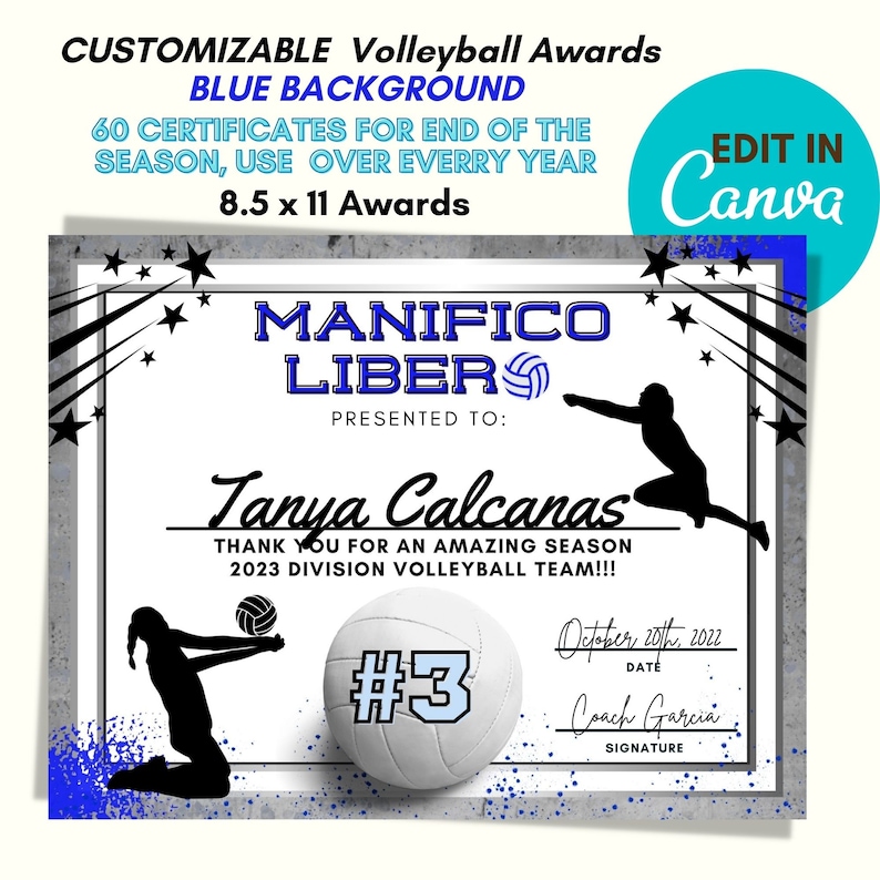 Editable Volleyball Award Certificates 60 Team Sports and - Etsy