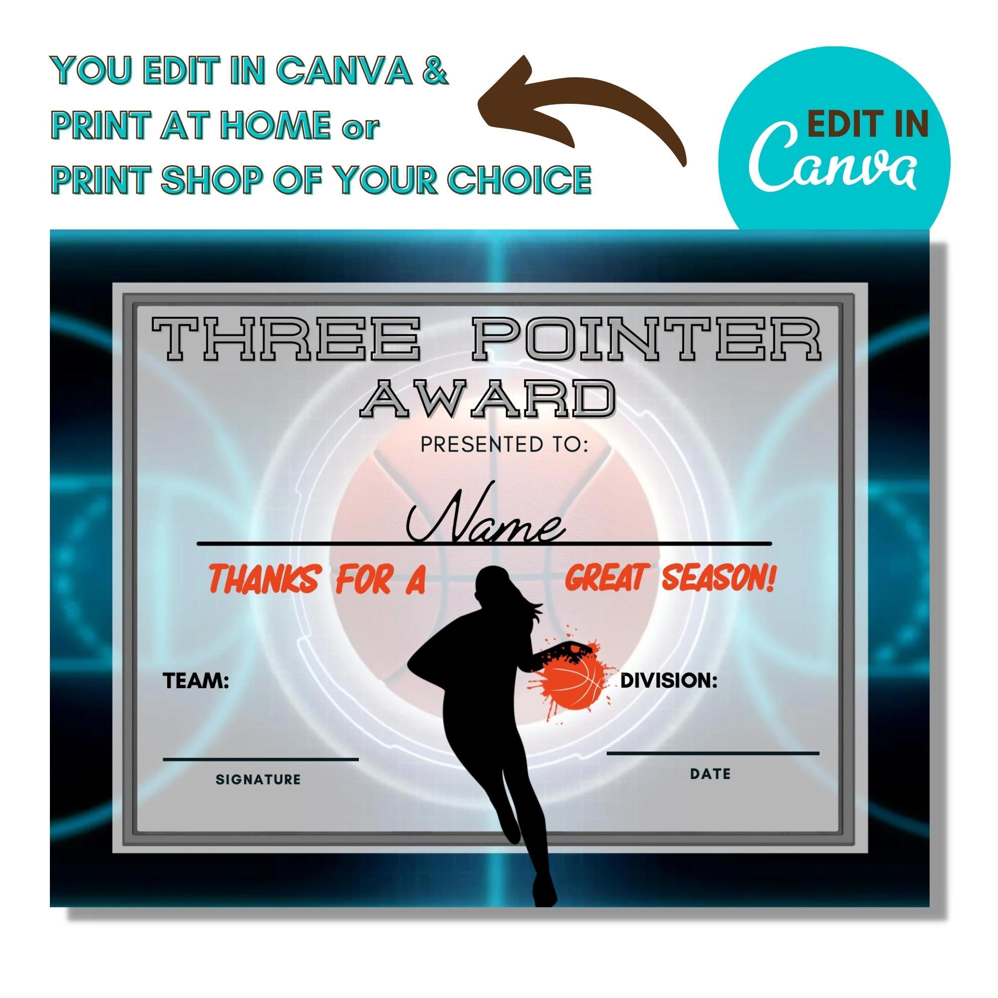 Girls Basketball Award Certificates 59 Basketball Awards for - Etsy