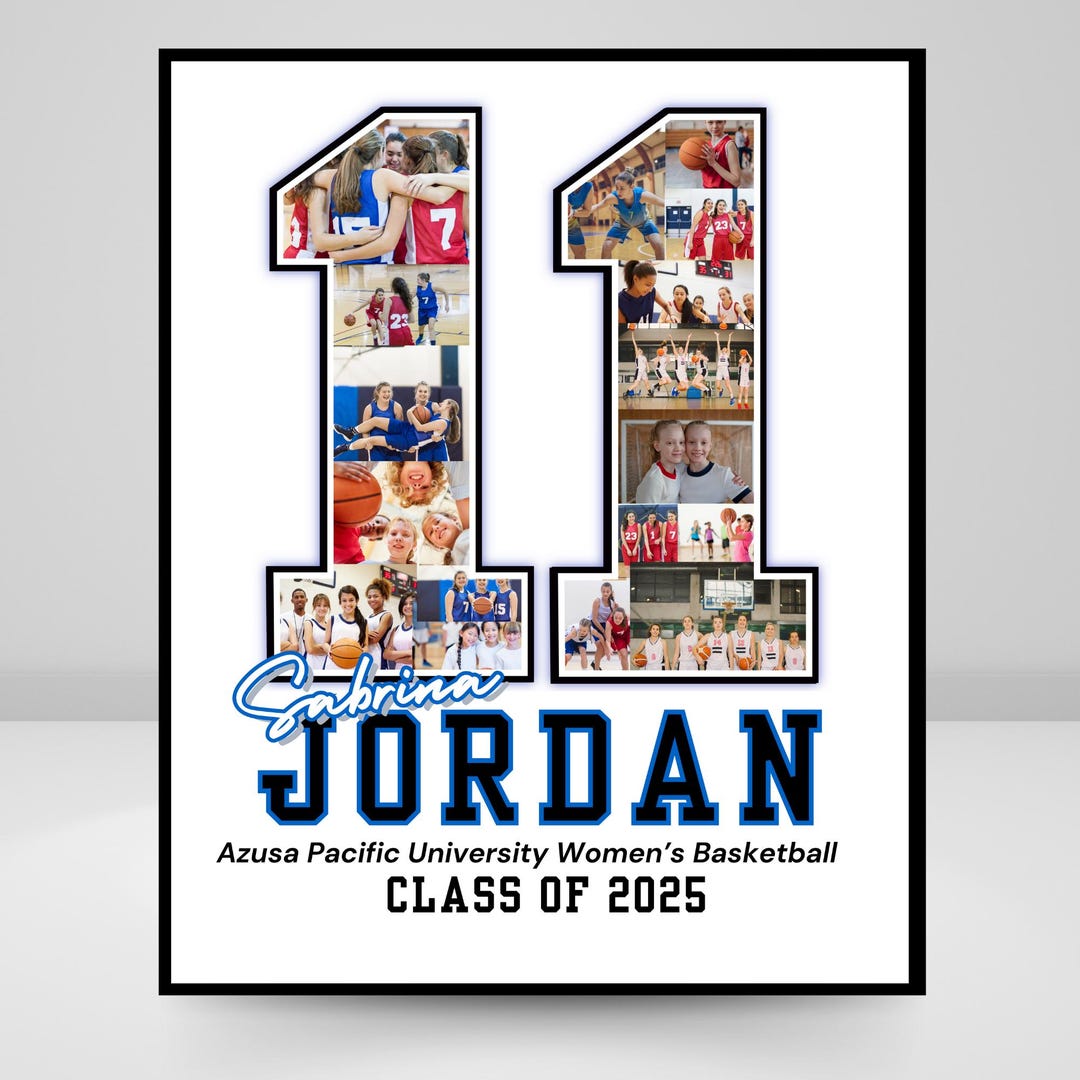 Personalized Basketball Number Photo Collage, Senior Night, Gift Senior ...