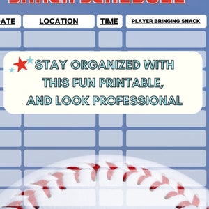 Baseball Snack Schedule Sign up Sheet 8.5 X11, Snack Bags, Snack ...