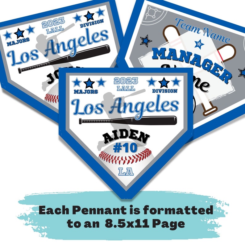 Printable Baseball Pennant Banner, Team Sports, Blue & Grey ...