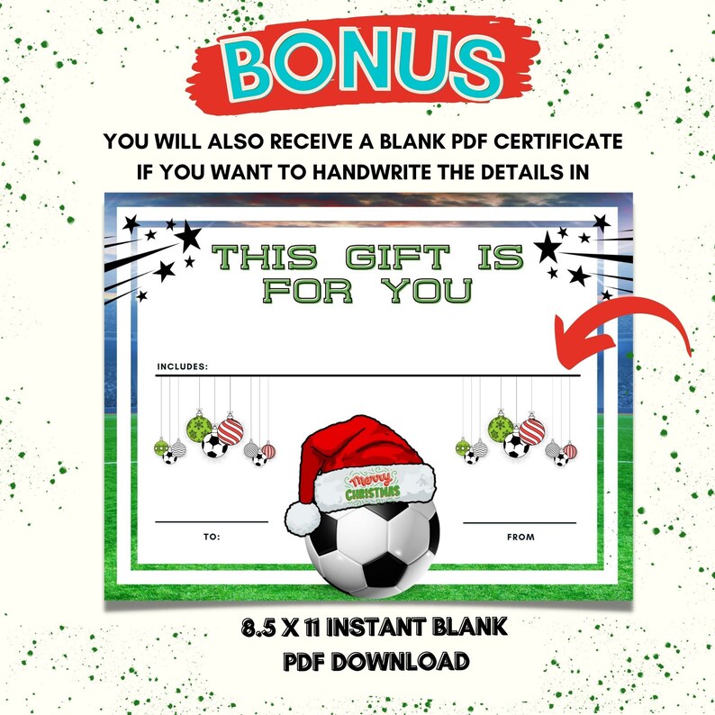 Printable Christmas Gift Certificate, Editable Soccer Gift Certificate ...