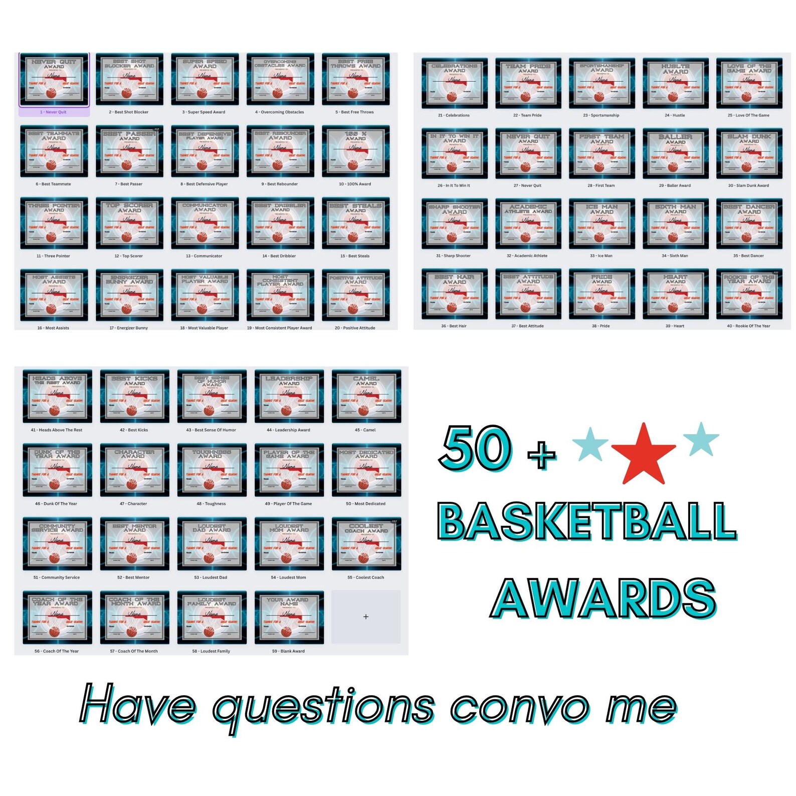 59 Awesome Basketball Award Ideas For Youth Teams Funny Etsy